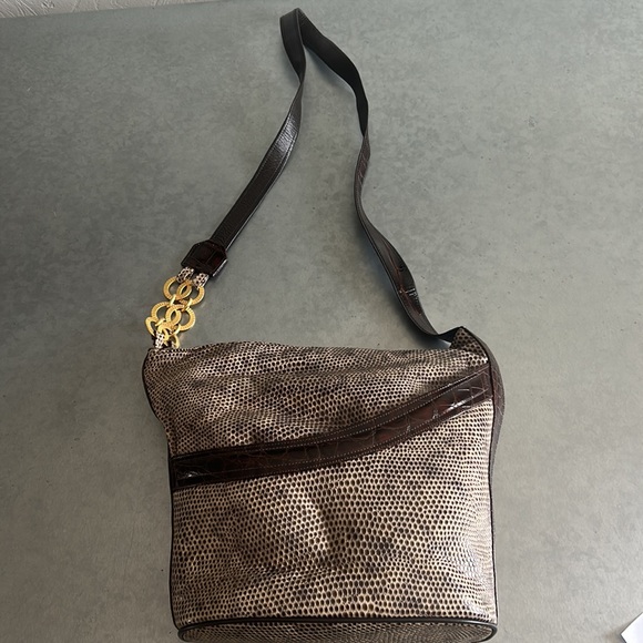 Sondra Roberts | Bags | Sondra Roberts Brown Snakeskin Print Crossbody ...